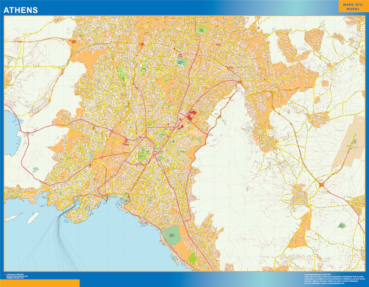 Athens wall map, Capitals of Europe laminated maps | Suomen kartat ja ...