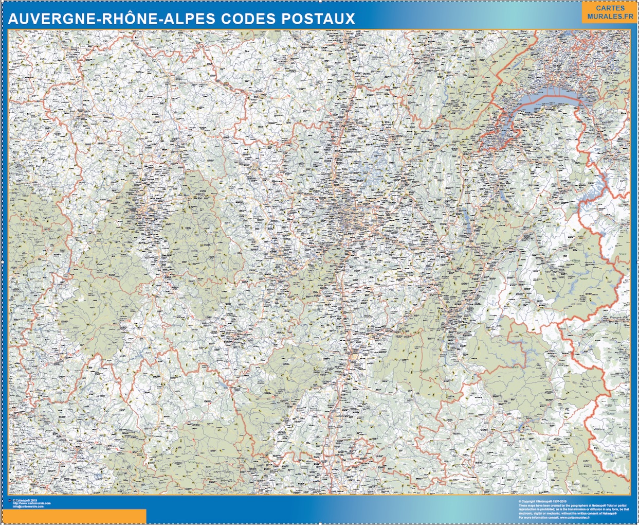 Map of Auvergne-Rhone-Alpes zip codes, Zip codes France maps | Suomen ...